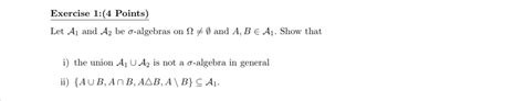 solved exercise 1 4 points let a1 and a2 be σ algebras on