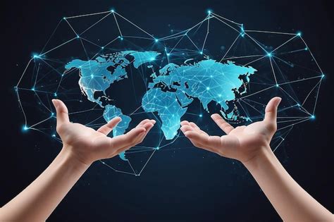 Premium Photo Abstract Palm Hands Holding Global Network Connections Innovative Technology In