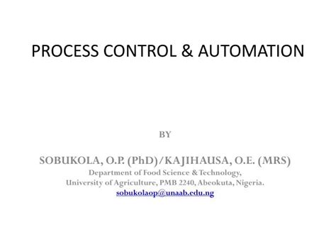 PPT PROCESS CONTROL AUTOMATION PowerPoint Presentation Free Download ID