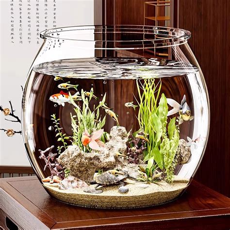 Lshunze Plastic Fish Bowls Round Fish Bowl Plastic Fish Tank Aquarium