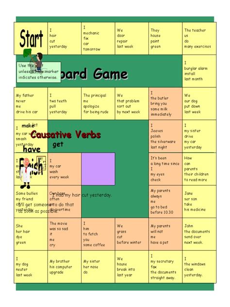 Board Game Have Something Done Causative Verbs Fun Activities Games