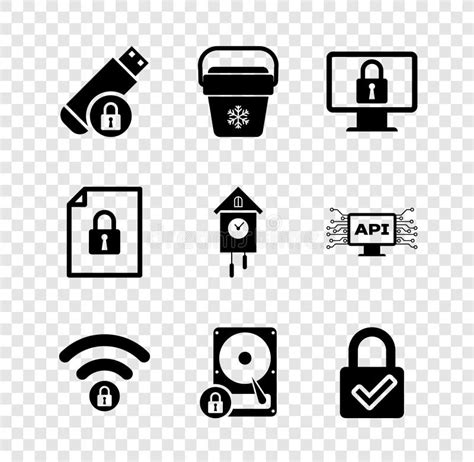 Set Usb Flash Drive With Lock Cooler Bag Lock On Monitor Wifi Locked Hard Disk And And Check