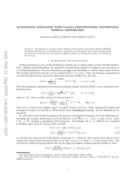 Pdf Summations Associated With Gamma Exponentiated Exponential
