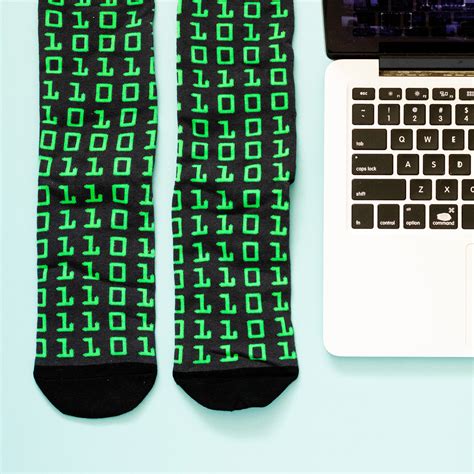 binary code socks crew length novelty socks for men and women — lavley