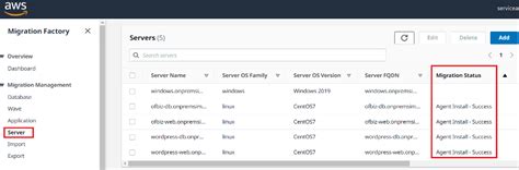 List Of Automated Migration Activities Using Factory Web Console