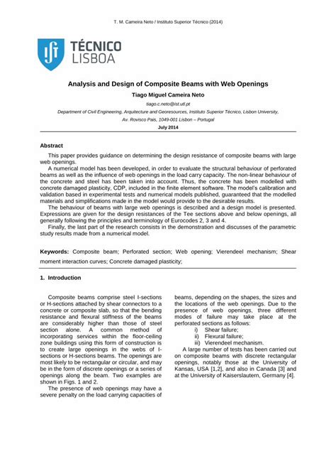 Pdf Analysis And Design Of Composite Beams With Web Openings · Pdf