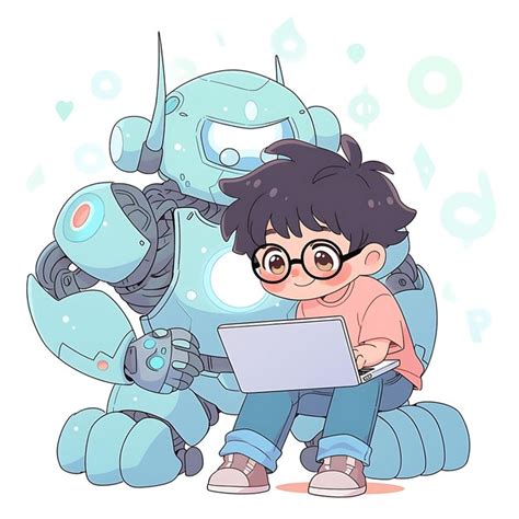 Premium Ai Image A Sticker Of A Boy Learning Coding Fundament Creative Design Bold Line Cute