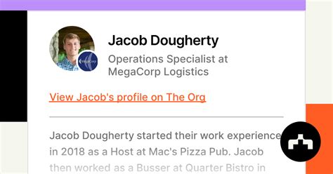 Jacob Dougherty Operations Specialist At Megacorp Logistics The Org