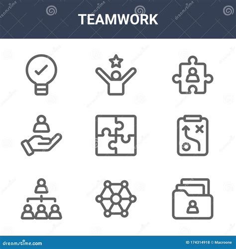 9 Teamwork Icons Pack Trendy Teamwork Icons On White Background Thin