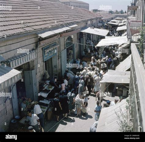 Jerusalem Market Scene Narrow Street With Shops On Both Sides