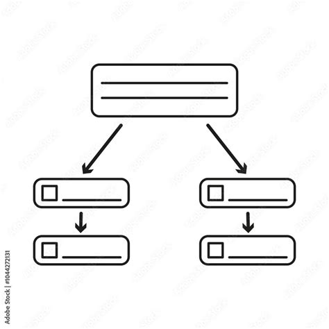 Hierarchy Diagram Icon Flowchart Structure Vector Process Layout Symbol Black Outline Graphic