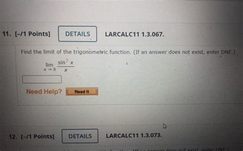 Solved Find The Limit Of The Trigonometfic Function If An Chegg Com