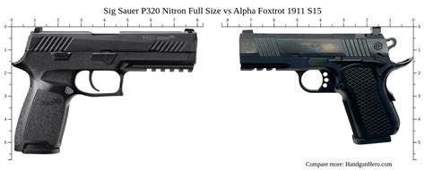 Sig Sauer P320 Nitron Full Size Vs Alpha Foxtrot 1911 S15 Size Comparison Handgun Hero