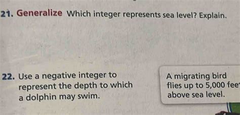 21 Generalize Which Integer Represents Sea Level Explain 22 Use A