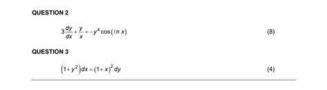 Solved Question 2 3 Frac D Y D X Frac Y X Y 4
