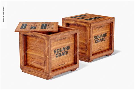 정사각형 상자 모형 열림 및 닫힘 프리미엄 Psd 파일