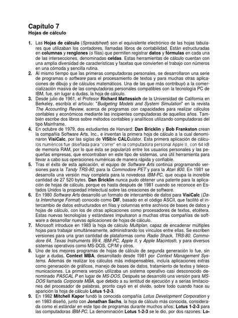 Resumen Hojas De Calculo Pdf Microsoft Excel Hoja De Cálculo