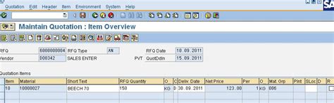 Maintain Quotation In Sap Mm T Code Me47