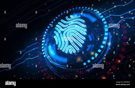 Fingerprint Cyber Biometric Id Security And Identity And Privacy Symbol Digital Concept Network