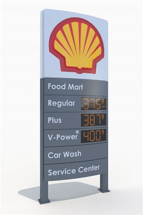 Shell Gas Station Totem 3d Model