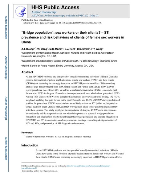PDF Bridge Population Sex Workers Or Their Clients STI Prevalence And Risk Behaviors Of