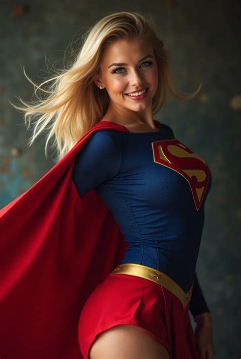 Supergirl Sexy Smiling Very Low Close Up Camera View Sliding Her