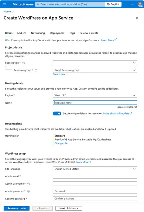 quickstart deploy a wordpress site on azure app service azure app