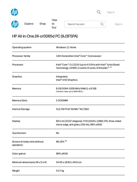 Hp All In One 24 Cr0065d Pc Hp® Sri Lanka Pdf Personal Computers Computer Architecture