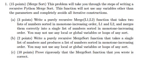 1 15 Points Merge Sort This Problem Will Take