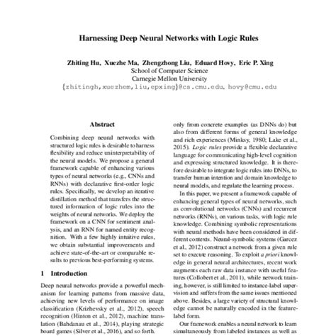 Harnessing Deep Neural Networks With Logic Rules Acl Anthology