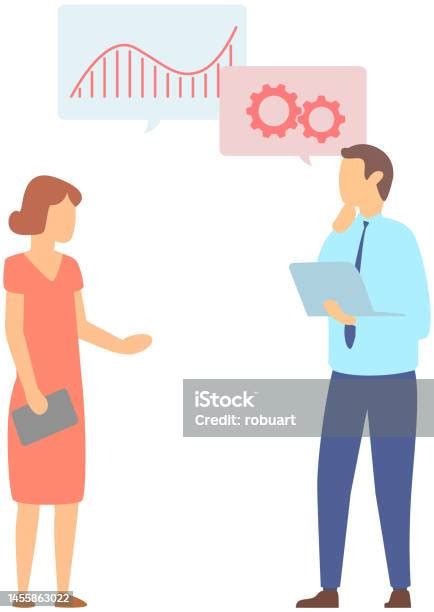 관리자가 통계 보고서를 발표합니다 분석 및 계획 사업 개념 개념에 대한 스톡 벡터 아트 및 기타 이미지 개념 개발 개선