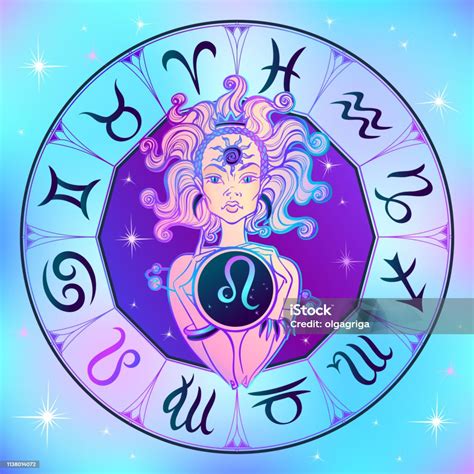 조디악 사인 레오 아름 다운 여자입니다 운세 점성술 벡터 개성 개념에 대한 스톡 벡터 아트 및 기타 이미지 개성 개념 디자인 머리 모양 Istock