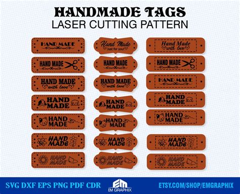 Handmade Tag Laser Cutting File Leather Tag Cut Pattern For Laser