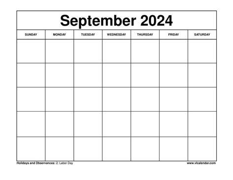 September 2024 Calendar Printable Templates With Holidays