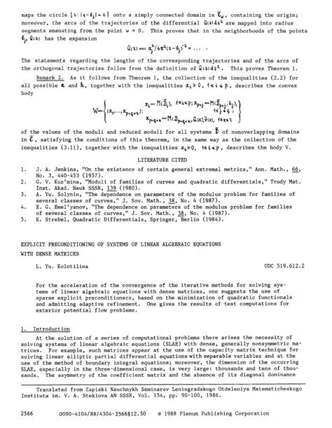 Pdf Explicit Preconditioning Of Systems Of Linear Algebraic Equations
