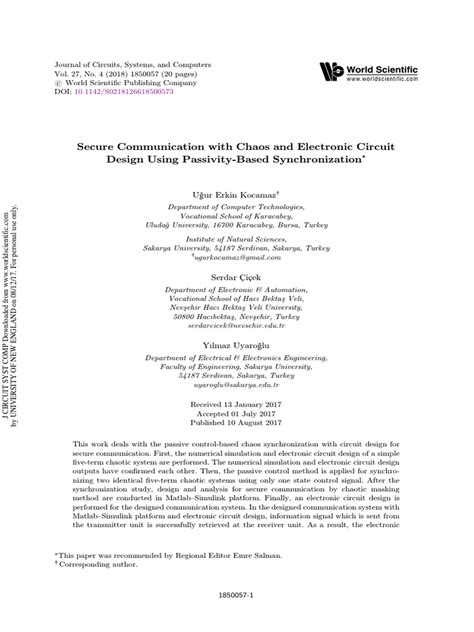 secure communication with chaos and electronic circuit pdf chaos theory electrical network