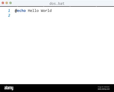 Dos Language Hello World Program Sample In Editor Window Illustration