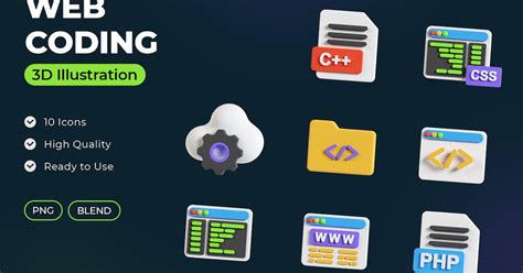 Web Coding 3d Icons Graphics Envato Elements