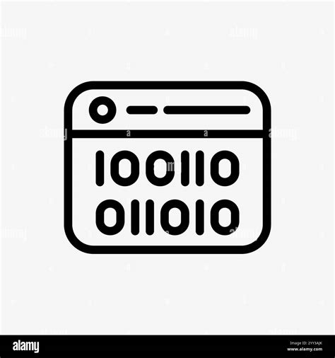 Icon Line Web Window Panel With Binary Code Technology And System Concept Outline Style Stock