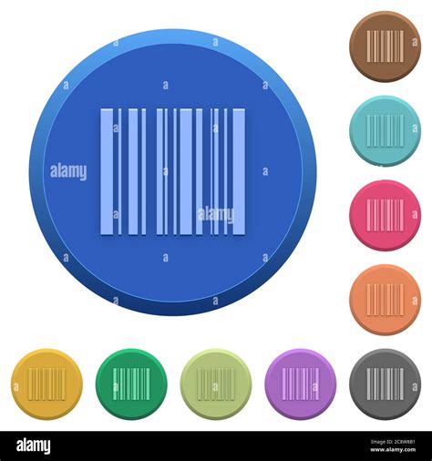 Set Of Round Color Embossed Barcode Buttons Stock Vector Image And Art