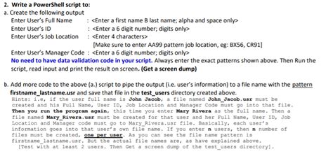 2 Write A PowerShell Script To A Create The Chegg Com