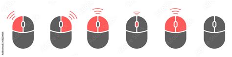Computer Mouse Icons Vector Left And Right Click Vector Icons Set Of