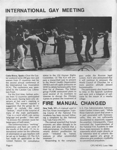 Gpu News Excerpts June 1980 Issue Print Media In The History Of Gay