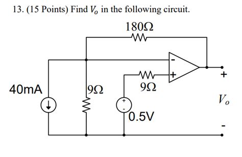 Solved 15 Points Find Vo In The Following Circuit Chegg Com