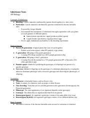 Inheritance Notes Inheritance Notes AP Biology Concepts Of Inheritance Blending Genetic