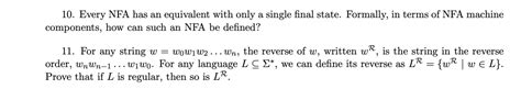 Solved 10 Every Nfa Has An Equivalent With Only A Single