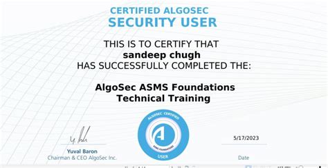 sandeep chugh on linkedin completed algosec certification today