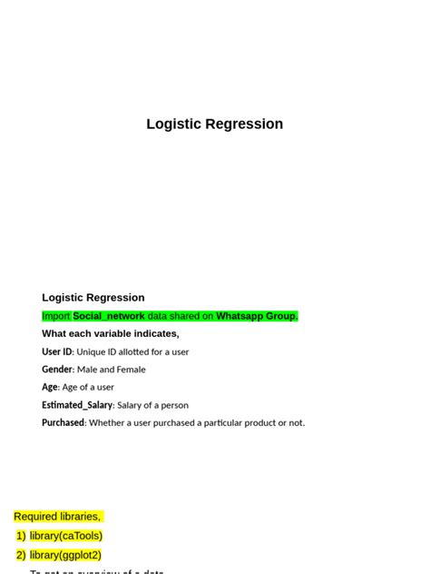 Logistic Regression Codes Pdf Statistics Actuarial Science