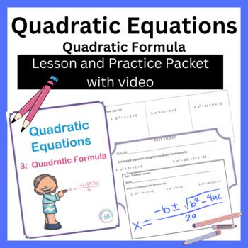 Quadratic Equations 3 Quadratic Formula Worksheet And Lesson TPT