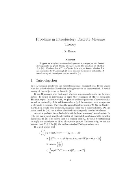 problems in introductory discrete measure raman abstract suppose we